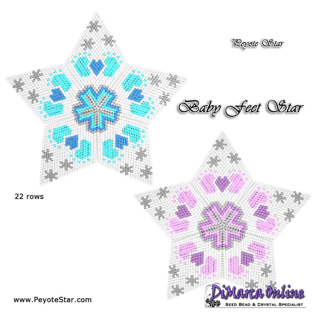 3D Peyote Star Beading Pattern BABY FEET With Basic Instructions ...