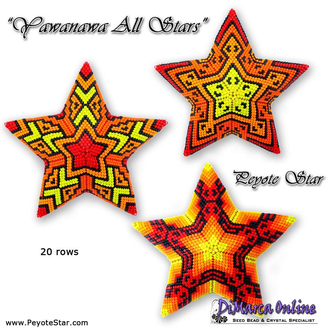 3D Peyote Star Beading Pattern YAWANAWA ALL STARS with Basic | Etsy