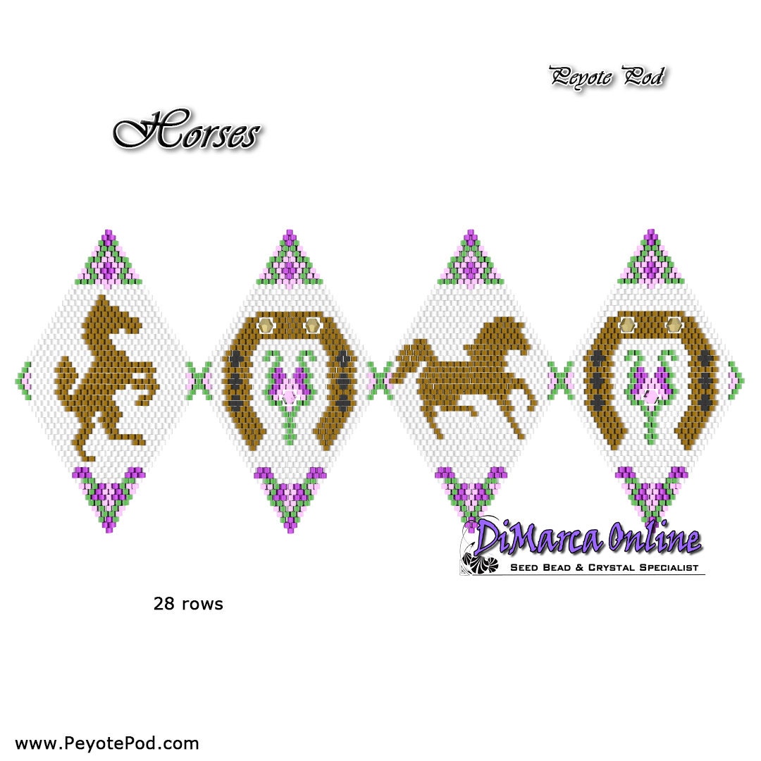 Tutorial 28 Rows 3D Peyote Pod Beading Pattern HORSES With Basic ...