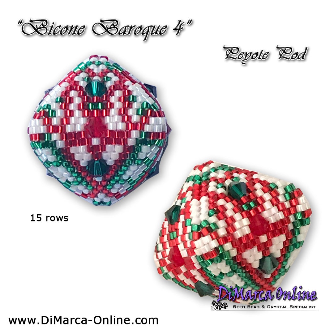 Tutorial 15 Rows - 3D Peyote Pod Beading Pattern BICONE BAROQUE 4 With ...
