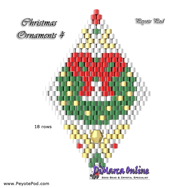 Tutorial 18 Rows 3D Peyote Pod Beading Pattern CHRISTMAS ORNAMENT 4 ...