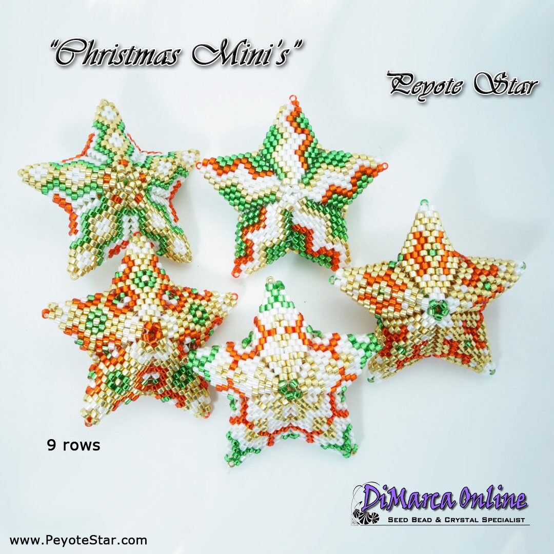 3D Peyote Star Beading Pattern 5 CHRISTMAS MINI STARS With Basic ...