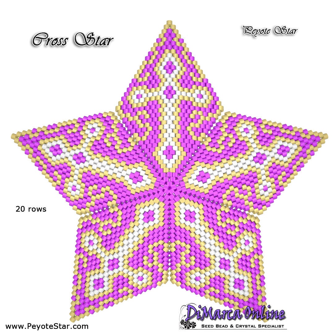 3D Peyote Star Beading Pattern CROSS With Basic Instructions Tutorial ...