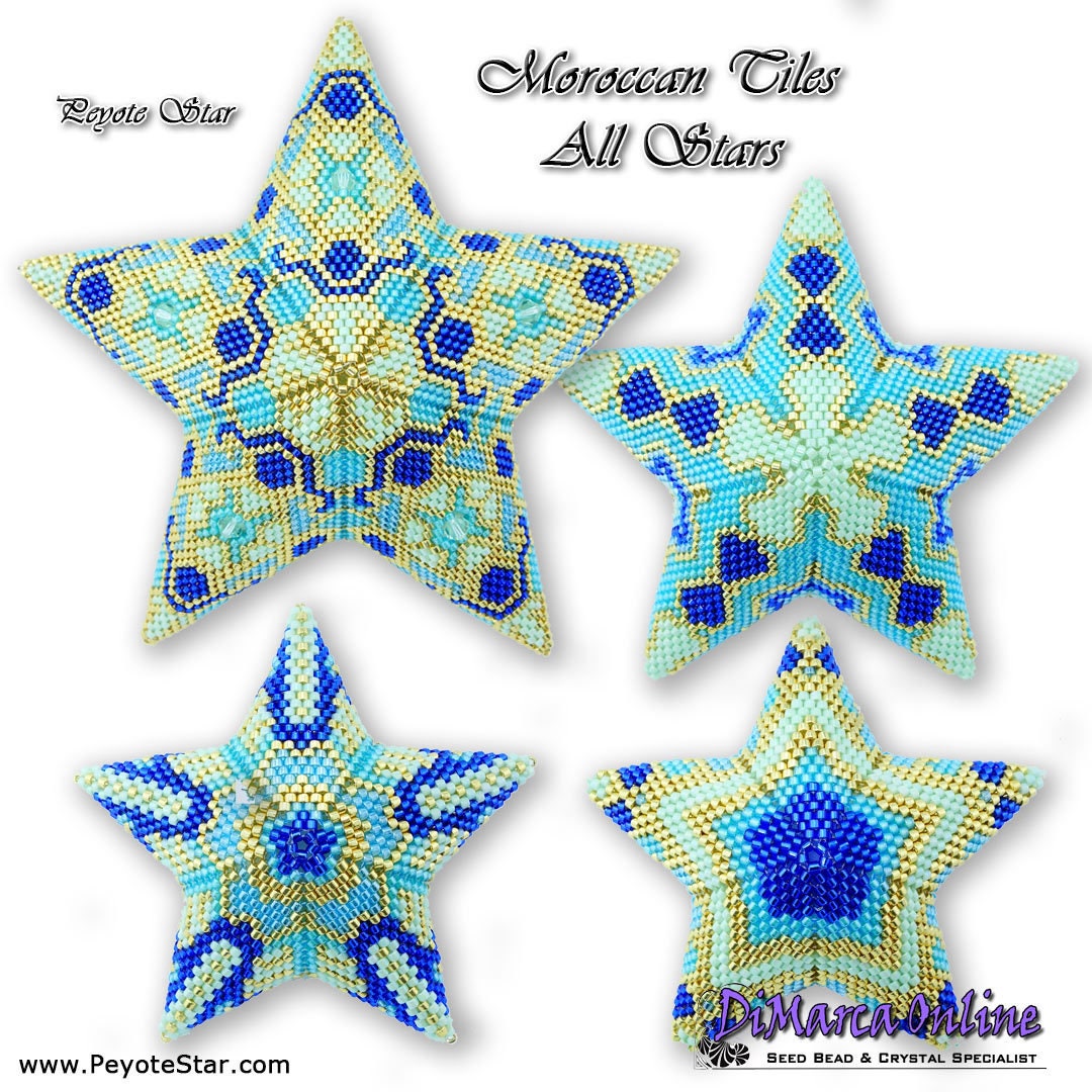 3D Peyote Star Beading Pattern MOROCCAN TILES ALL Stars With Basic ...