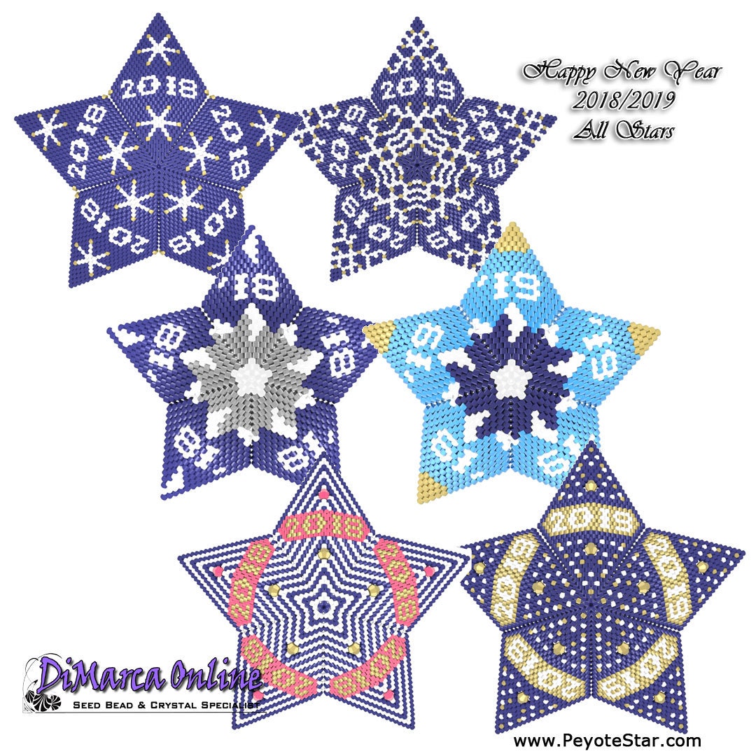 3D PEYOTE STAR Beading Pattern/Tutoriel Happy New Year 2018/2019 All ...