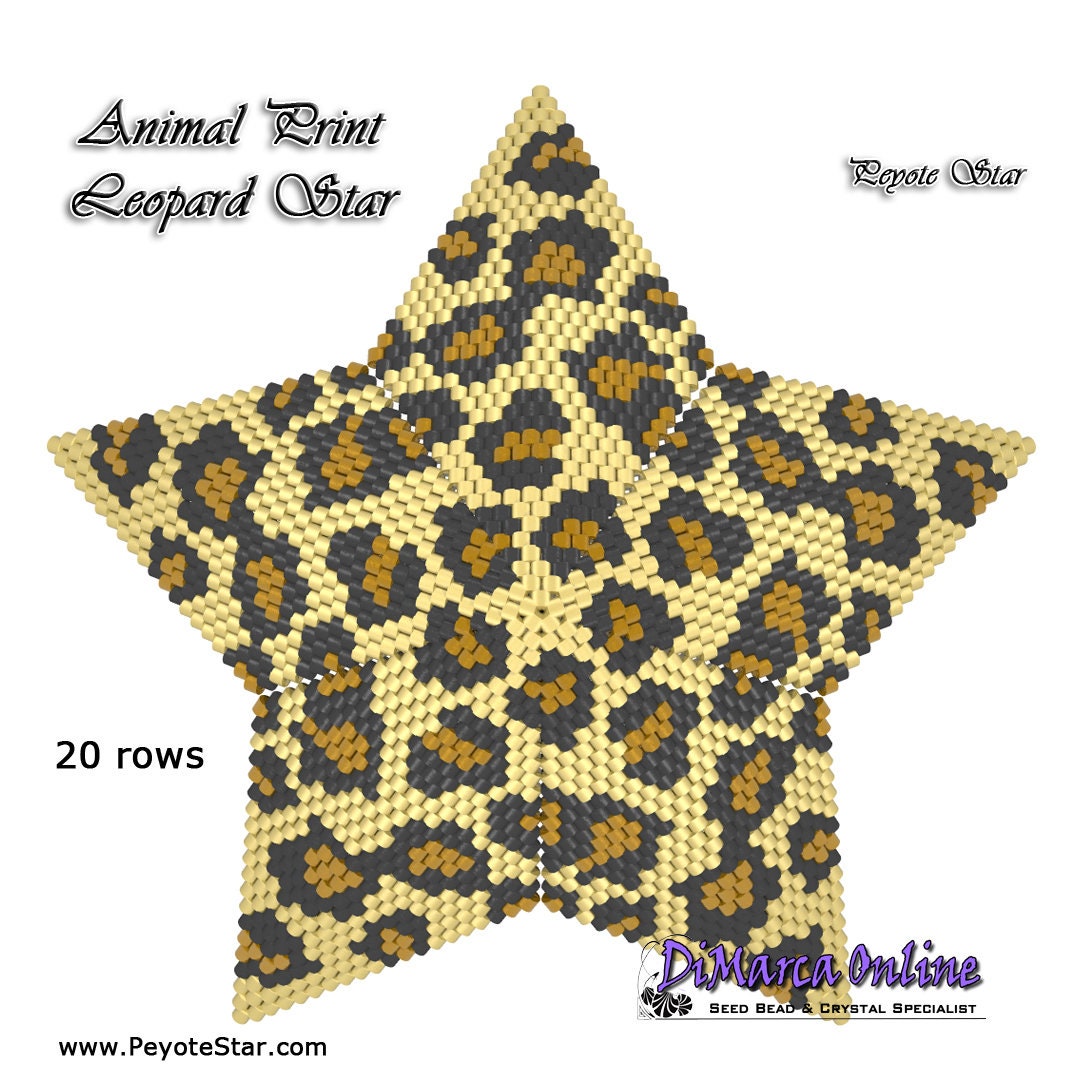 3D Peyote Star Beading Pattern ANIMAL PRINT LEOPARD With Basic ...