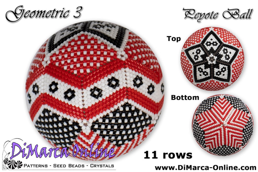 3D Peyote Ball Beading Pattern 11 Rows - GEOMETRIC 3 With Basic ...