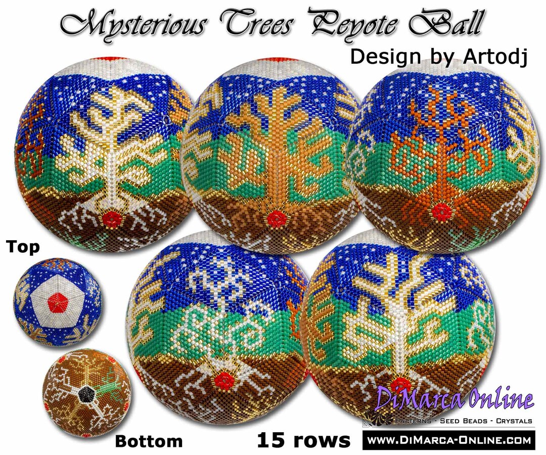 3D Peyote Ball Beading Pattern 15 Rows - MYSTERIOUS TREES With Basic ...