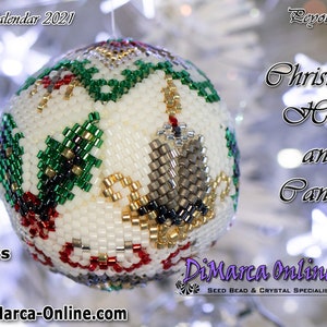 3D Peyote Ball Beading Pattern 7 Rows - CHRISTMAS HOLLY and CANDLES ...