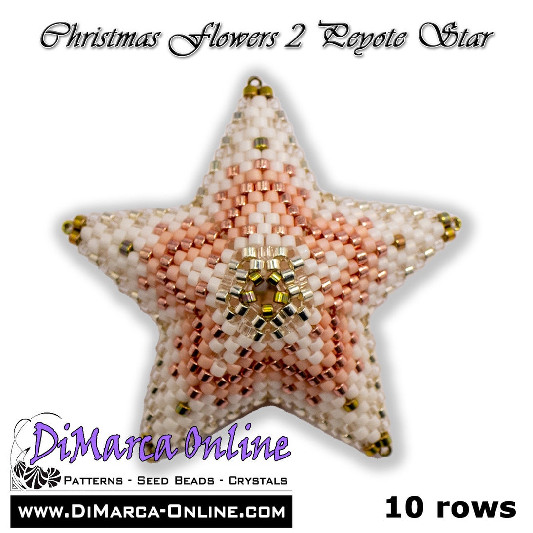 Tutorial 10 Rows - 3D Peyote Star Beading Pattern CHRISTMAS FLOWERS 2 ...