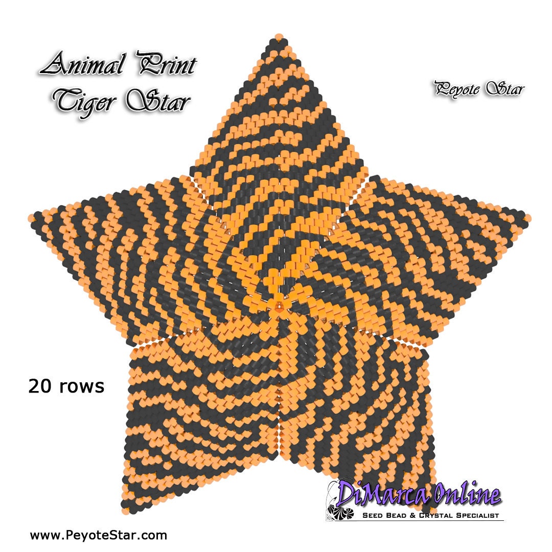 3D Peyote Star Beading Pattern ANIMAL PRINT TIGER With Basic ...