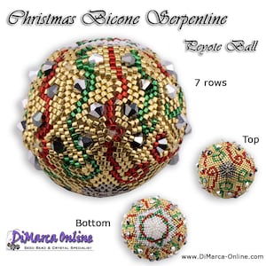 3D Peyote Ball Beading Pattern 7 Rows - CHRISTMAS BICONE SERPENTINE ...