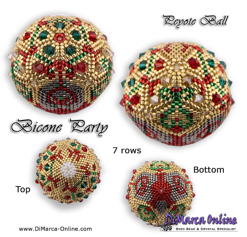 3D Peyote Ball Beading Pattern 7 Rows CHRISTMAS BICONE PARTY | Etsy