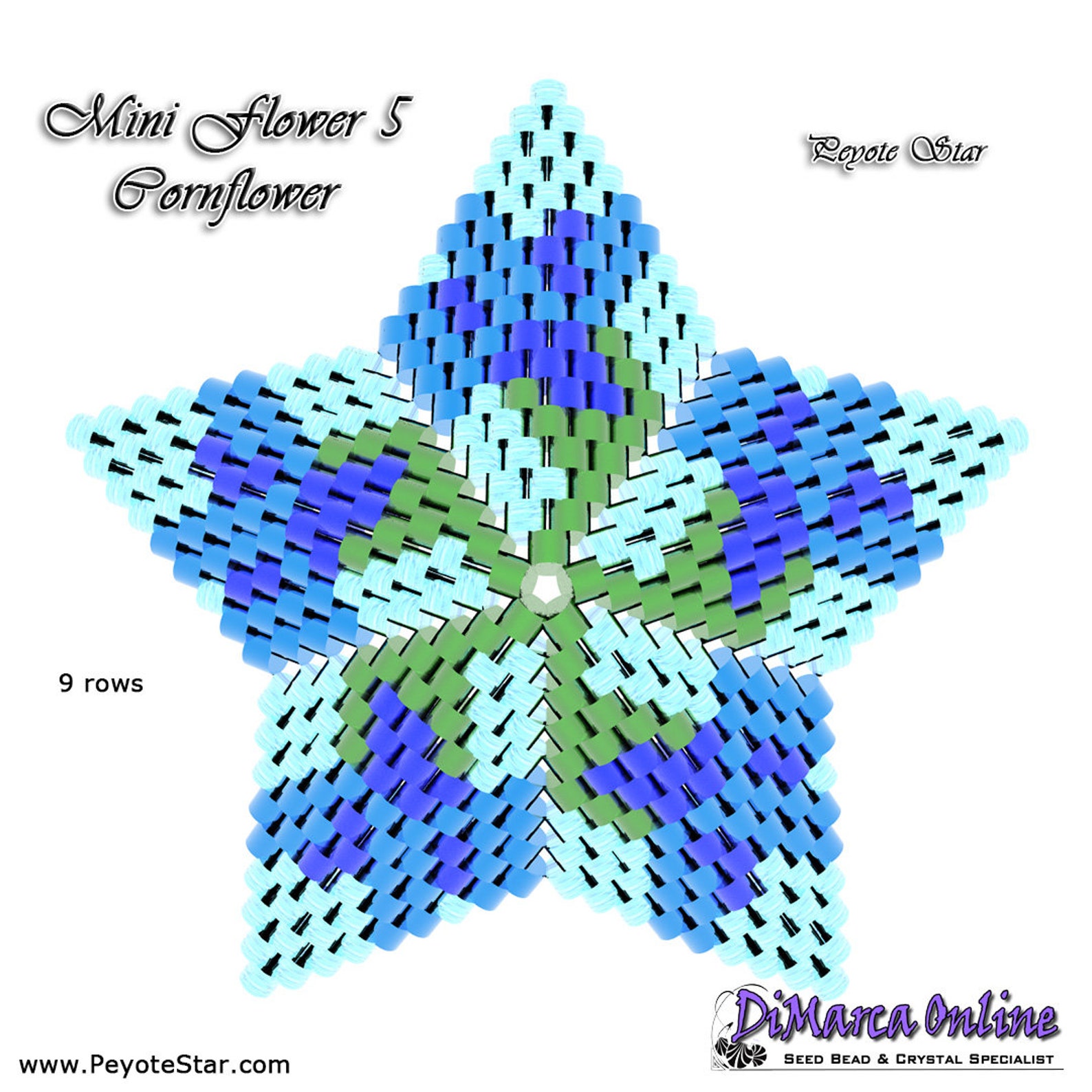 3D Peyote Star Beading Pattern 6 MINI FLOWERS With Basic - Etsy