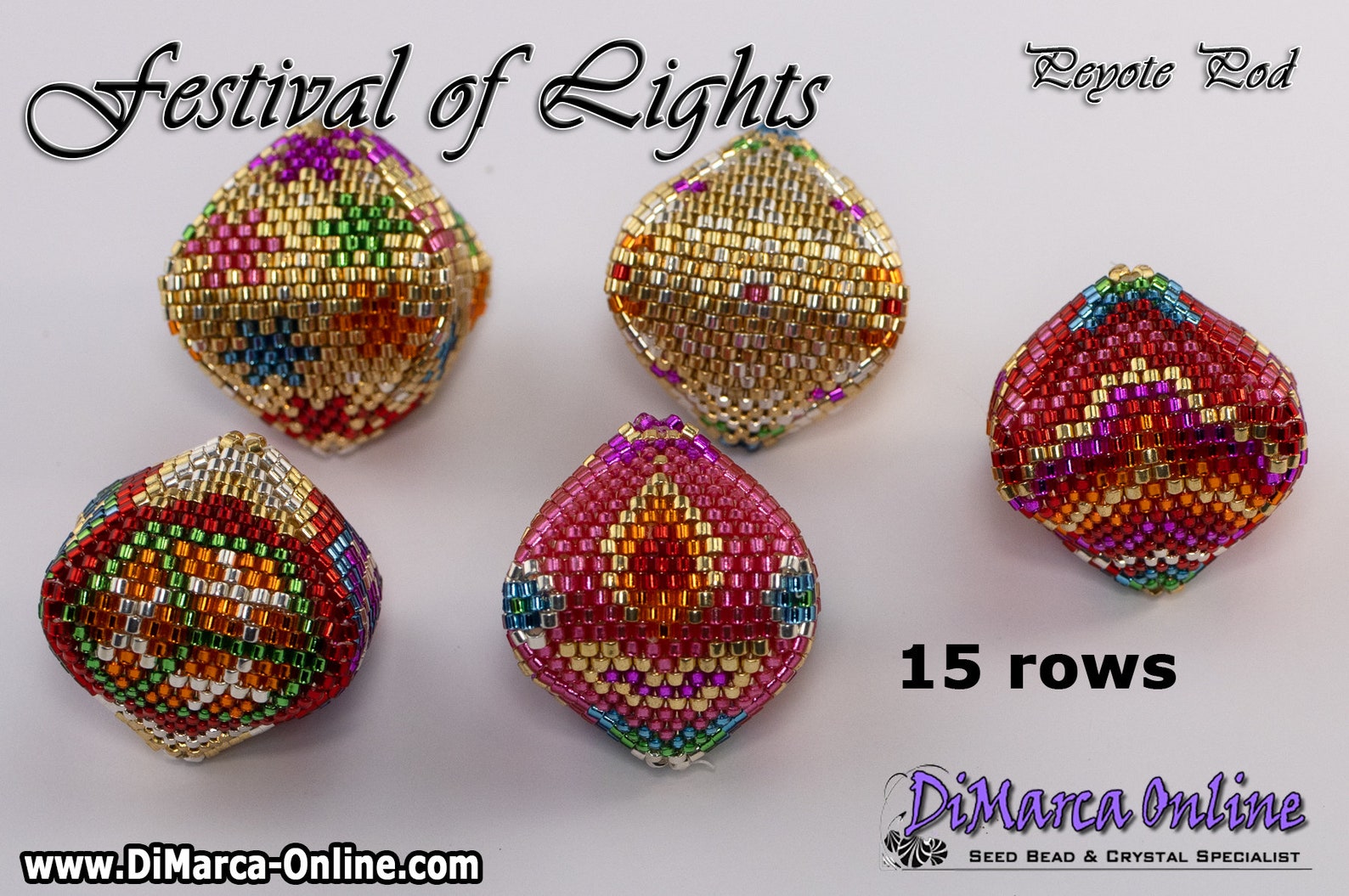 Tutorial 15 Rows - 3D Peyote Pod Beading Pattern FESTIVAL OF LIGHTS 5 X ...