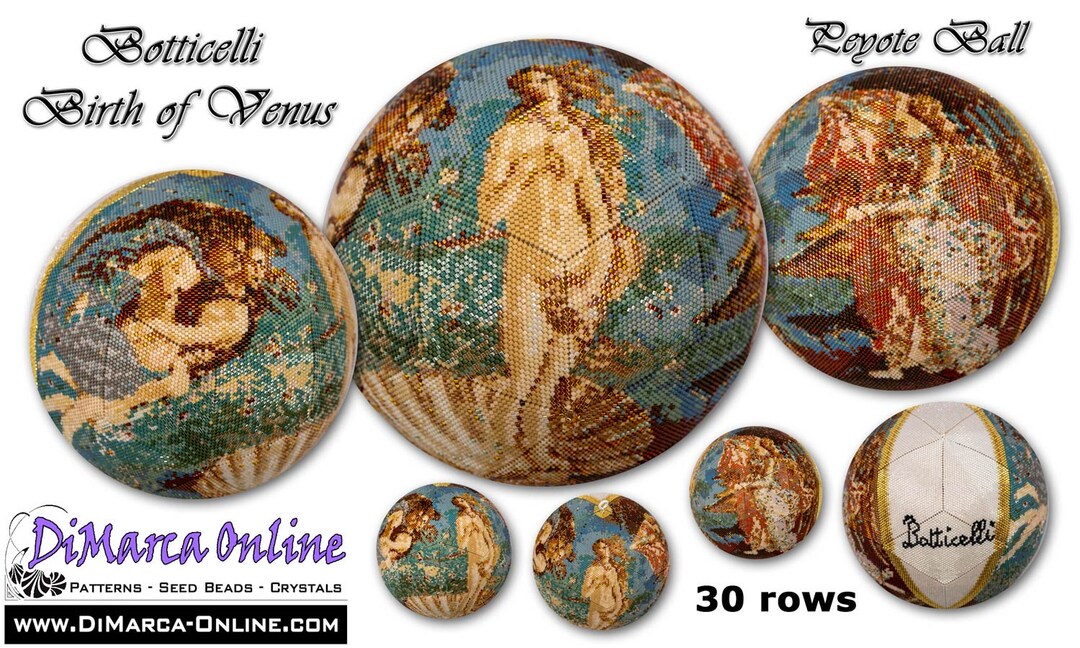 3D Peyote Ball Beading Pattern 30 Rows - Sandro Botticelli the BIRTH OF VENUS With Basic ...
