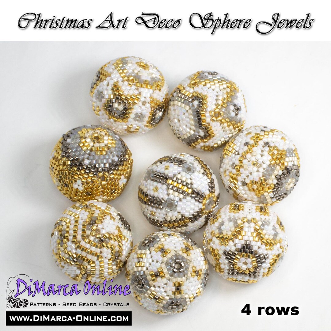 3D Peyote Ball Beading Pattern 4 Rows - CHRISTMAS ART DECO Sphere ...