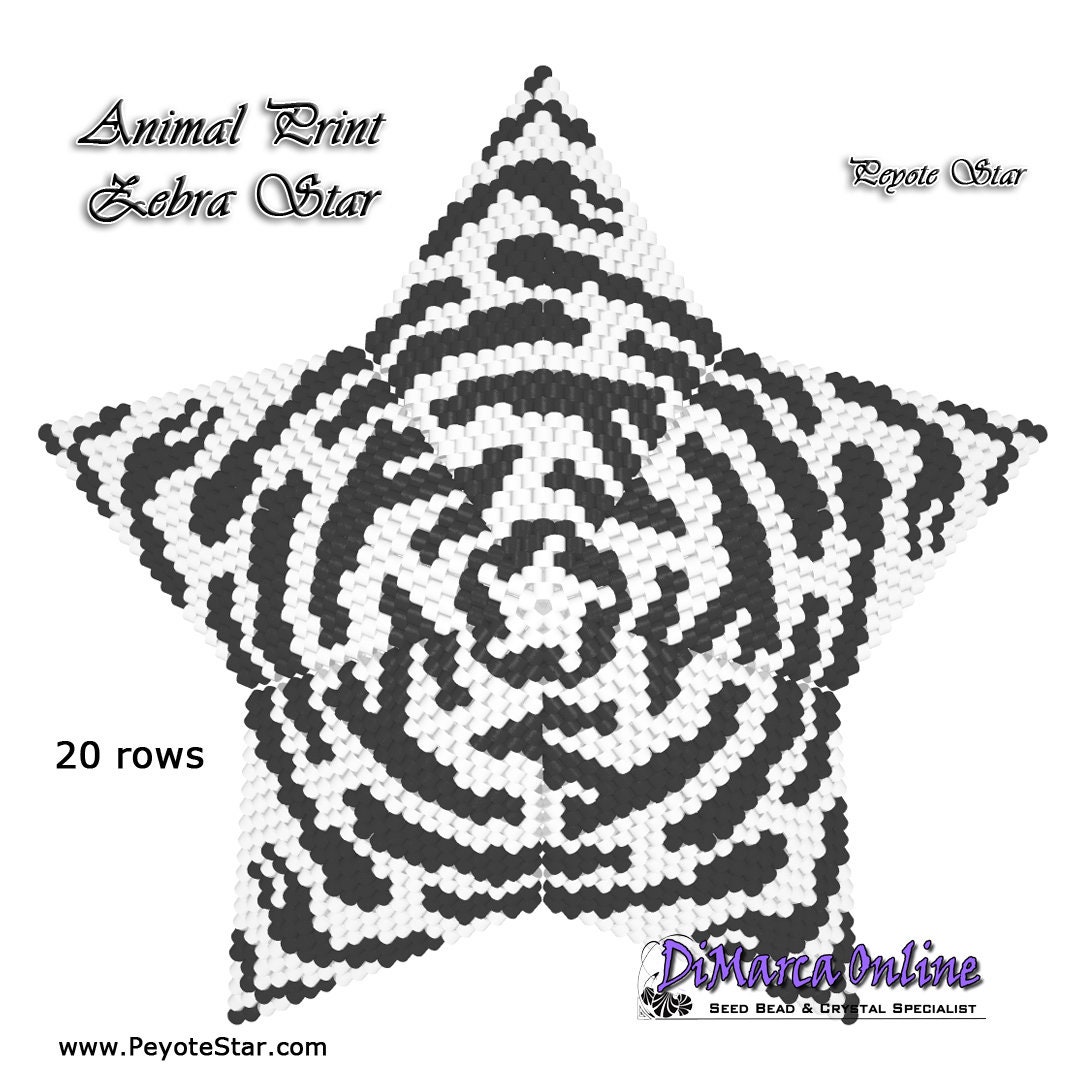3D Peyote Star Beading Pattern ANIMAL PRINT ZEBRA With Basic ...