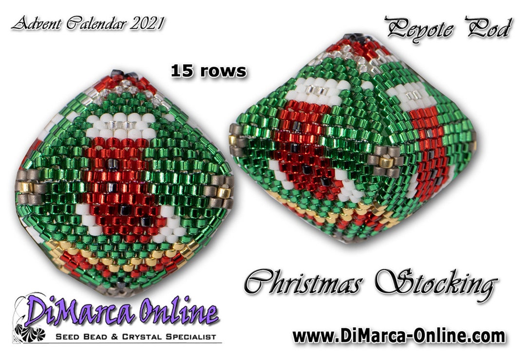 Tutorial 15 Rows 3D Peyote Pod Beading Pattern CHRISTMAS STOCKING With ... Tutorial 15 Rows 3D Peyote Pod Beading Pattern CHRISTMAS STOCKING With ...