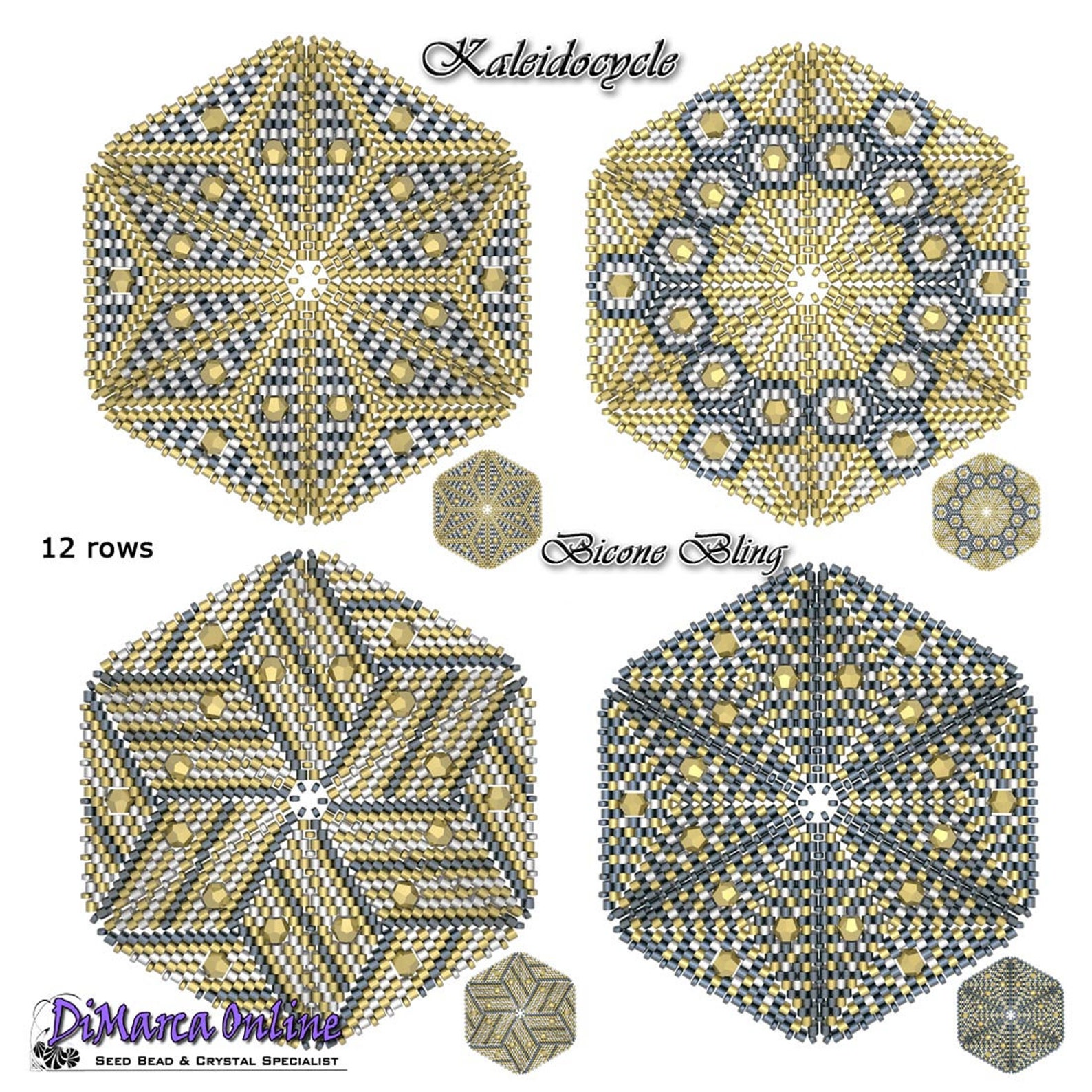 3D KALEIDOCYCLE Beading Pattern/tutorial BICONE BLING With Basic ...