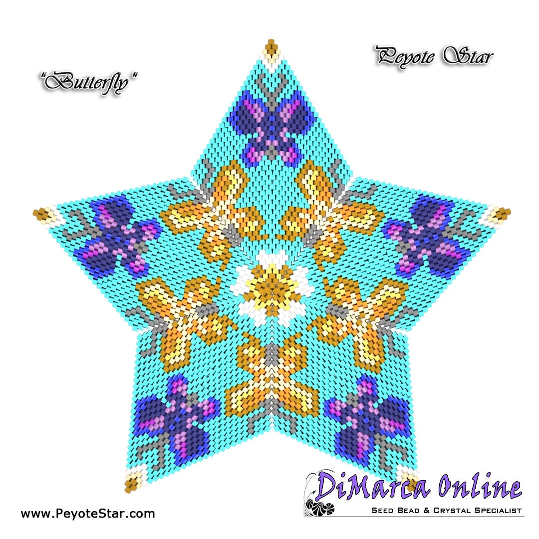 3D PEYOTE STAR Beading Pattern/tutorial BUTTERFLIES + Basic ...
