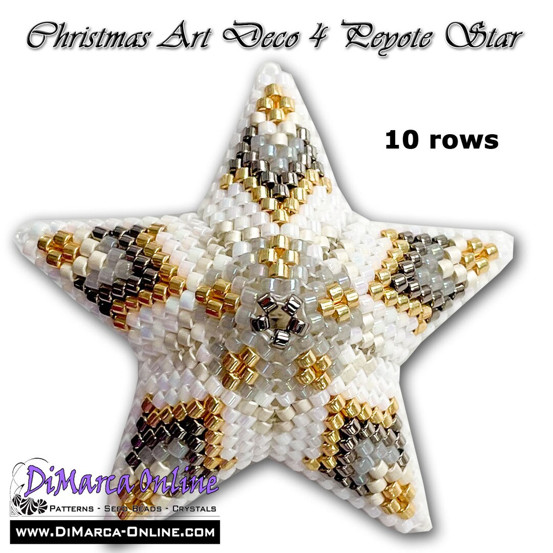 Tutorial 10 Rows - 3D Peyote Star Beading Pattern CHRISTMAS ART DECO 4 ...