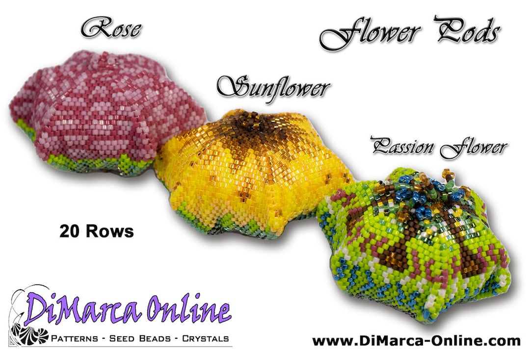 Tutorial 20 Rows - 3D Peyote POD Beading Pattern FLOWER (6 Sides) 3D ...