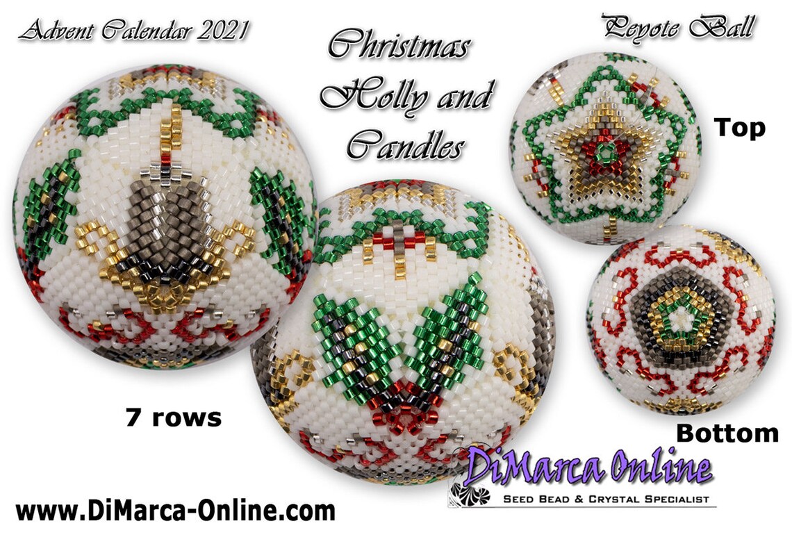 3D Peyote Ball Beading Pattern 7 Rows CHRISTMAS HOLLY and - Etsy