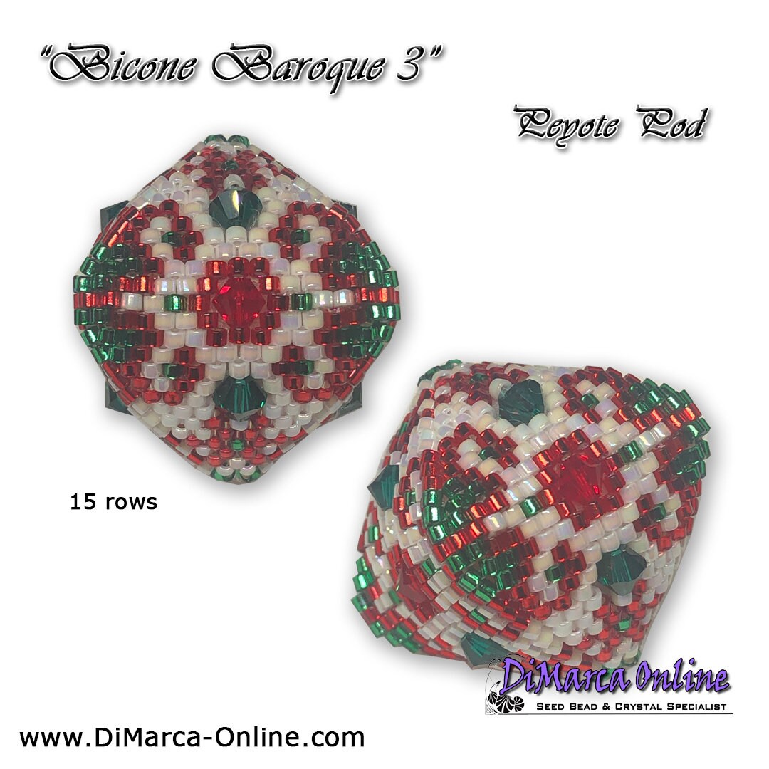 Tutorial 15 Rows - 3D Peyote Pod Beading Pattern BICONE BAROQUE 3 With ...