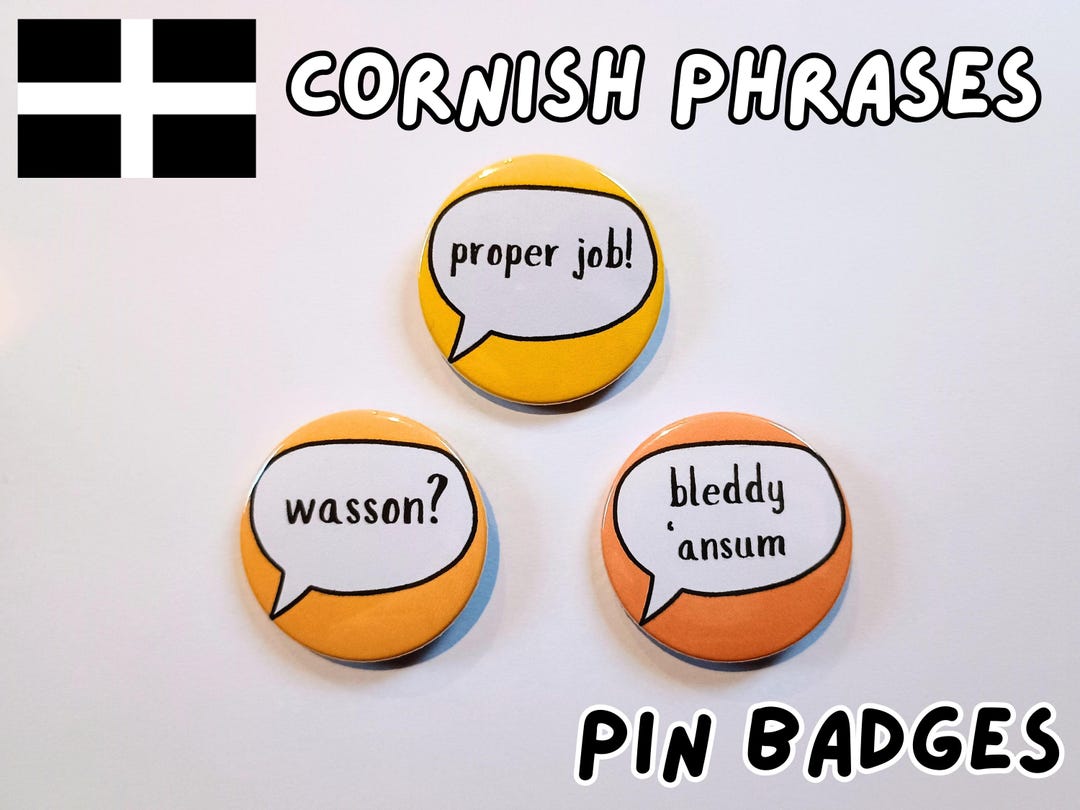 Cornish Phrases Pin Badges, Kernow Badges, Cornish Sayings, Speech ...