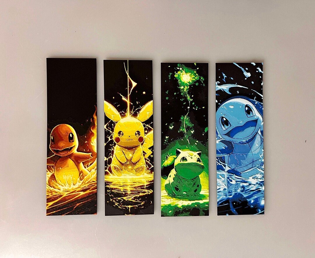 3D Printed Pokemon Bookmark Set: Charmander, Pikachu, Bulbasaur and ...