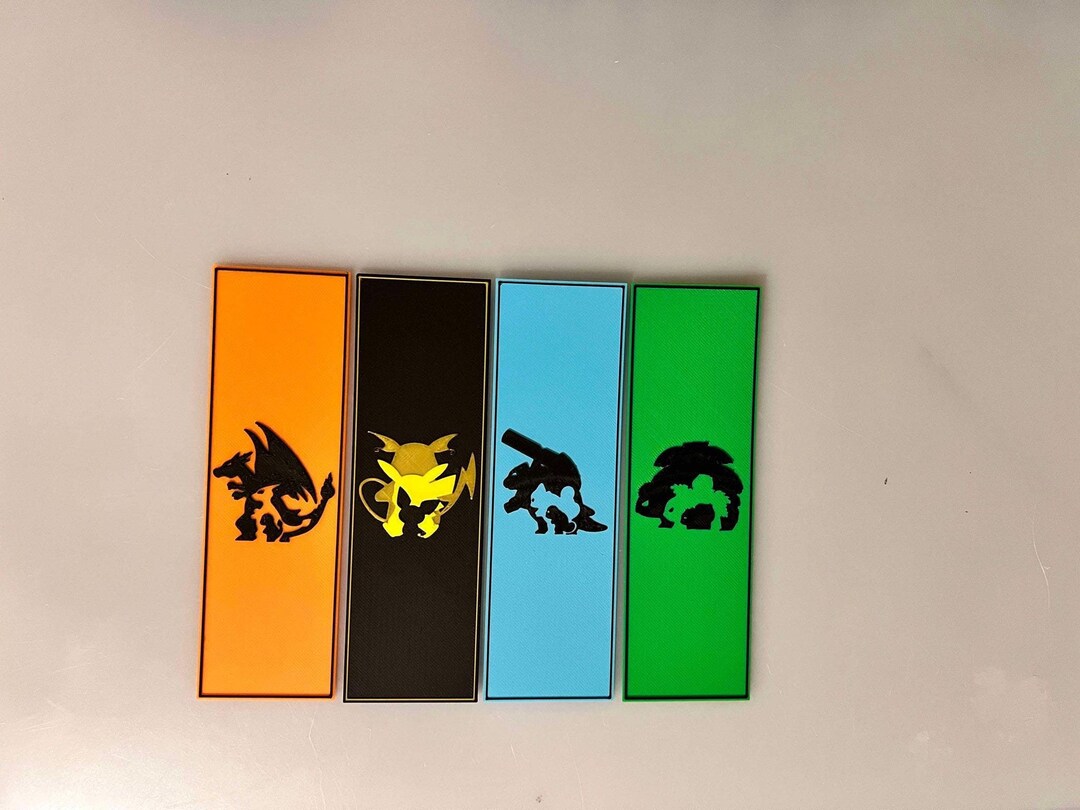 3D Printed Pokemon Evolution Bookmark Set: Charmander, Pikachu ...