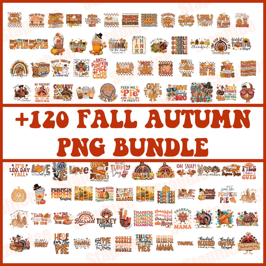 120+ Designs Thanksgiving PNG Bundle, Retro Thanksgiving Png, Fall ...