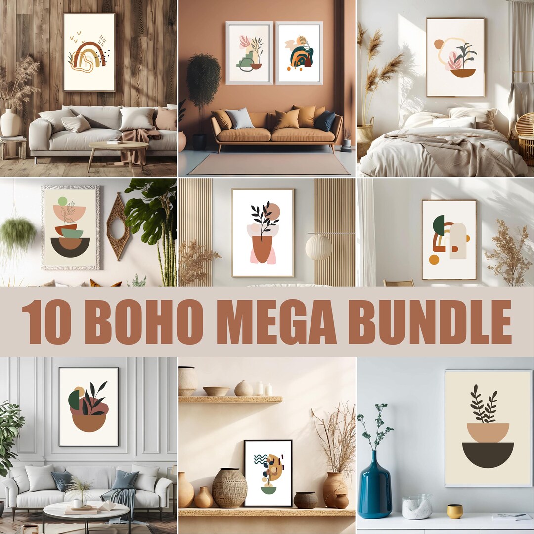 10 Boho Wall Art Prints Mega Bundle, Neutral Gallery Wall, Boho ...