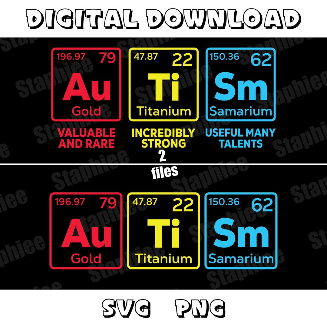 Autism Periodic Table SVG PNG, Autism SVG, Autism Awareness Shirt ...