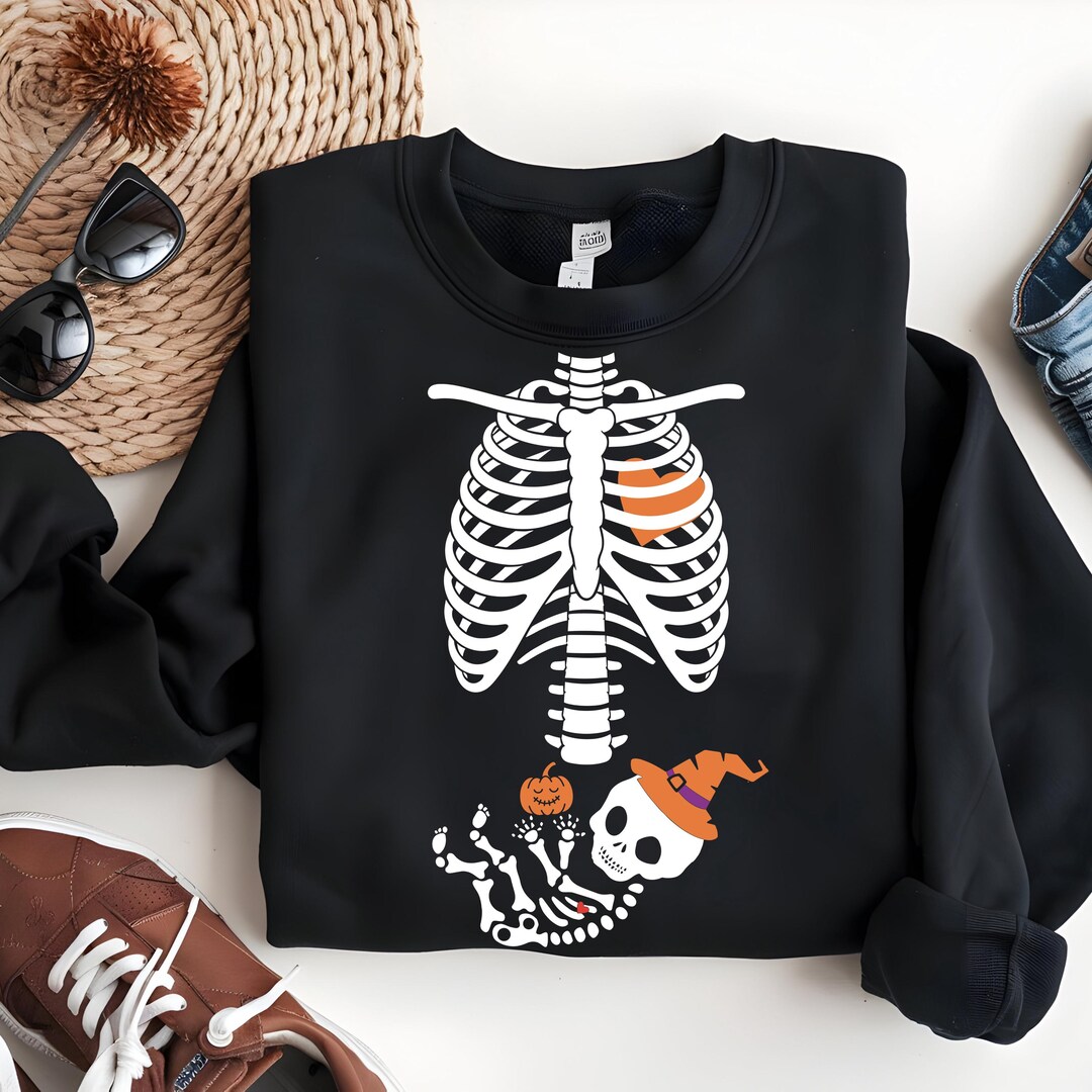 Skeleton Halloween Maternity SVG PNG, Funny Pregnancy Announcement 2025 ...