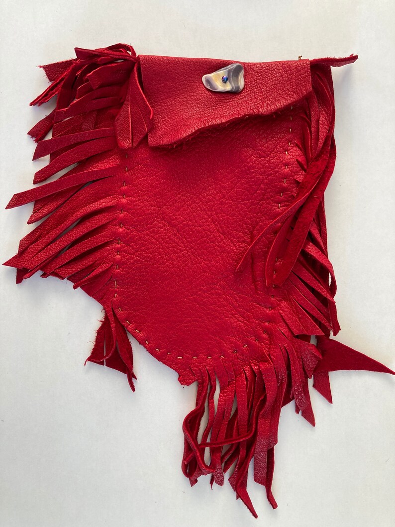 Leather Pouch Native American Indian Handmade Fringed Bag for - Etsy
