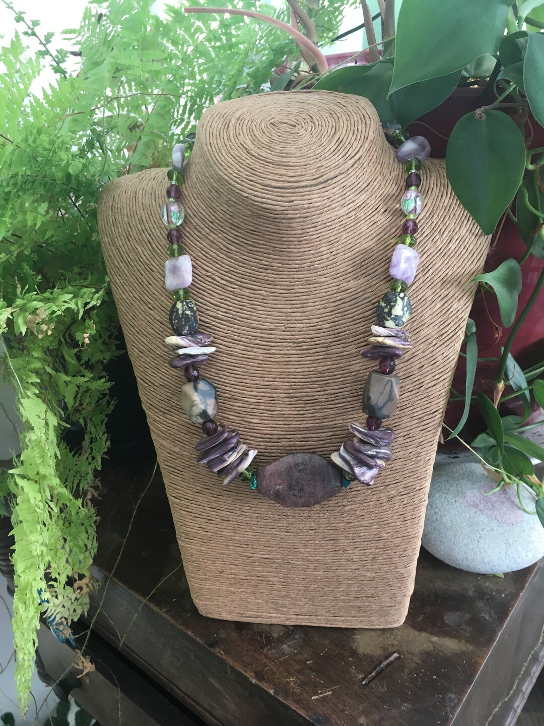 Tribal Jewelry Native American Handmade Wampum and Stone Necklace - Etsy