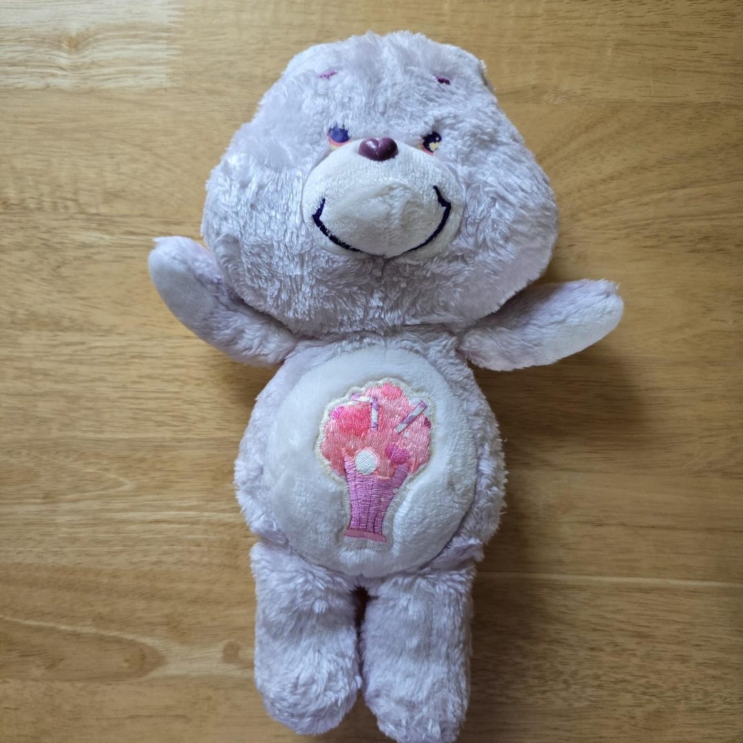 VTG 1985 Care Bears Share Bear Plush 13" Kenner Milkshake Sundae Purple ...