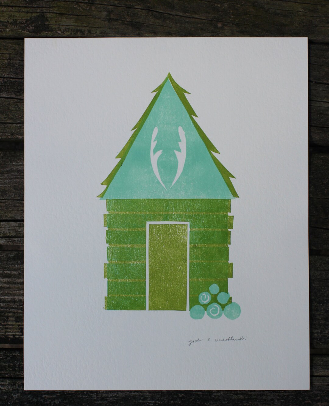 Cabin Linocut Print - Etsy