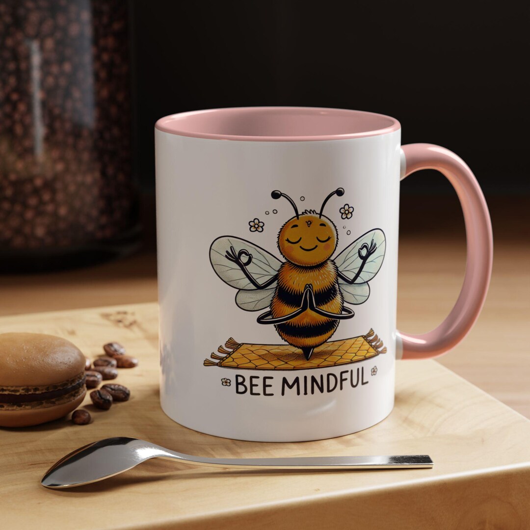 Bee Mindful Yoga Bee Mug • Mindfulness Meditation Coffee Cup • Cute Zen ...