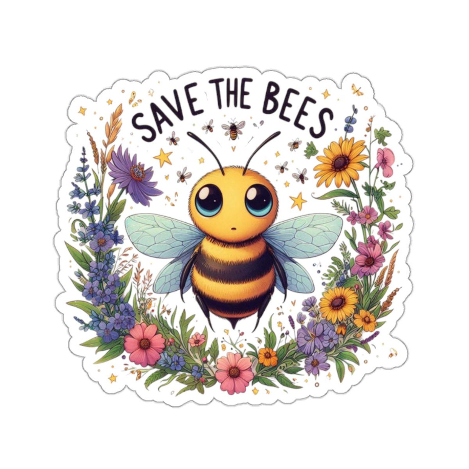 Bee Sticker, Save the Bees, Cute Bee and Wildflower Stickers, Nature ...
