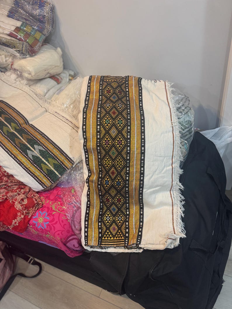 Handwoven Ethiopian Cotton Gabi Blanket: Traditional Diamond Throw - Etsy
