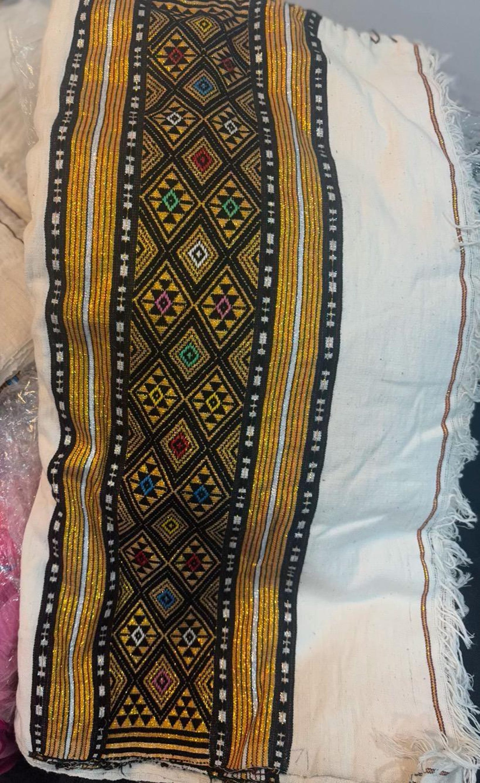 Handwoven Ethiopian Cotton Gabi Blanket: Traditional Diamond Throw - Etsy