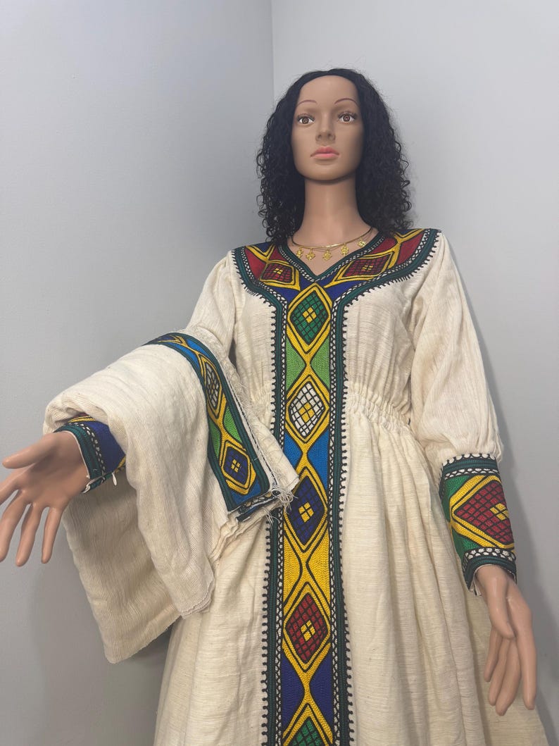 Ethiopian Cultural Dress Habesha Wedding Dress With Netela Handmade ...