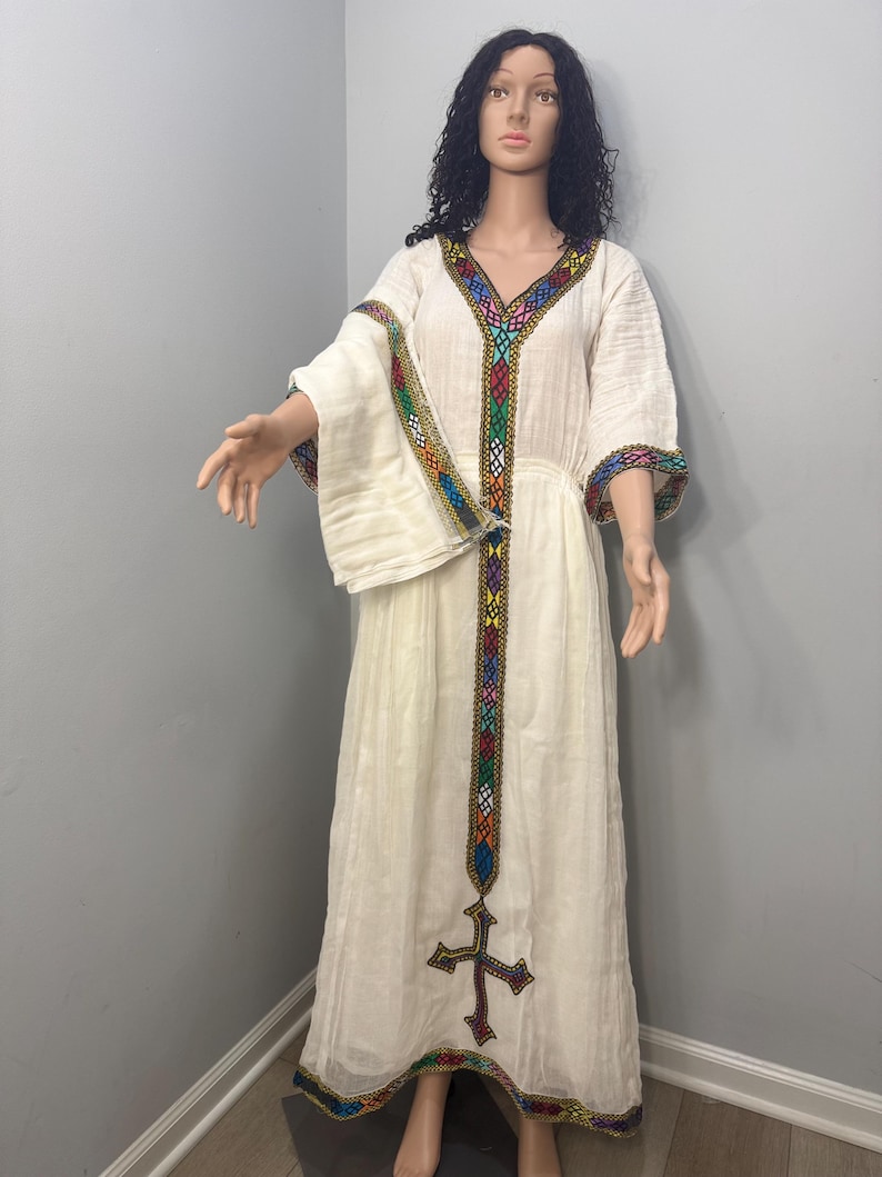 Ethiopian Cultural Dress Habesha Wedding Dress With Netela Handmade ...