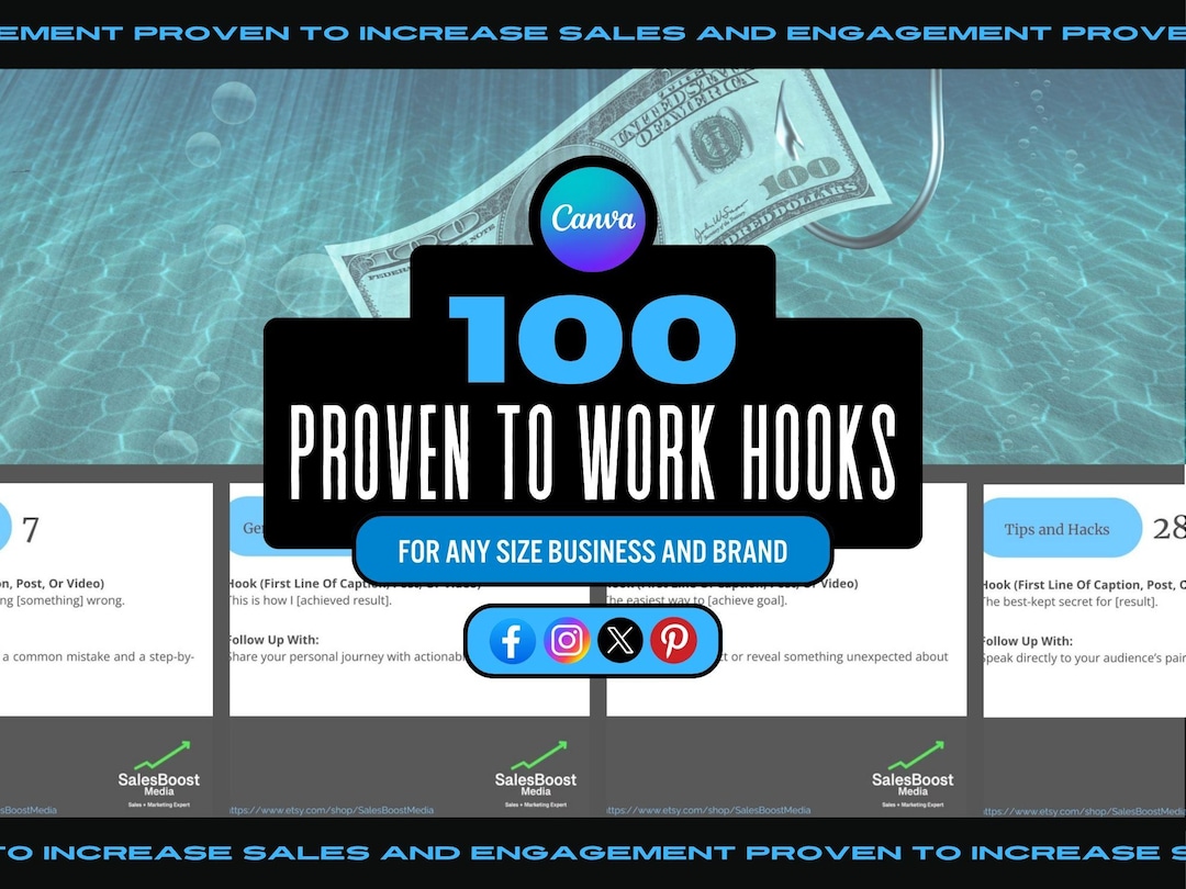 100 Social Media Hooks: Engagement & Content Ideas (PDF Guide) - Etsy
