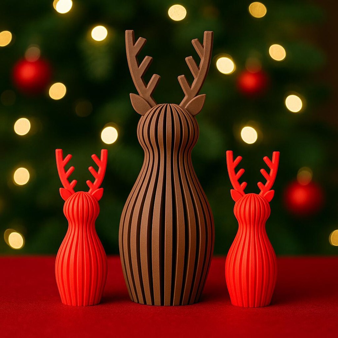 3D Printed Reindeer Set – Christmas Decor – Holiday Shelf Figurines ...