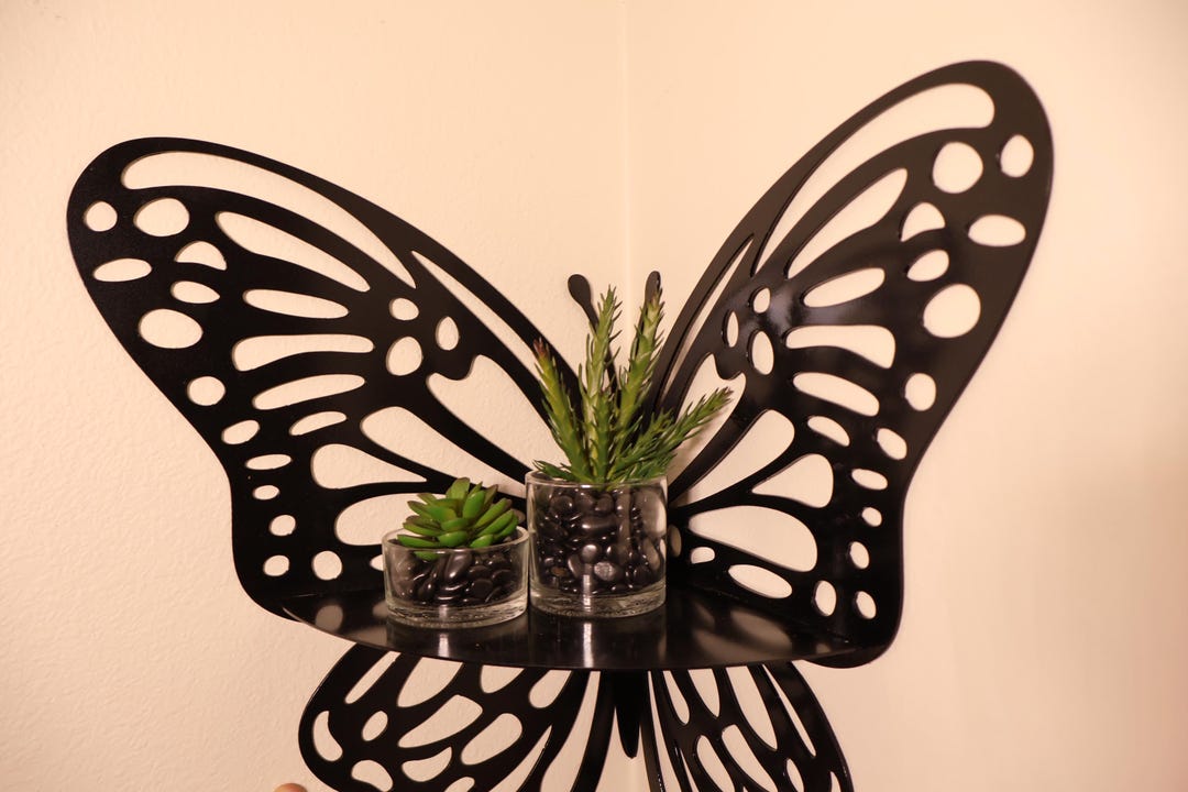 Butterfly Wall Shelf – Metal Plant Stand, Unique Butterfly Decor ...
