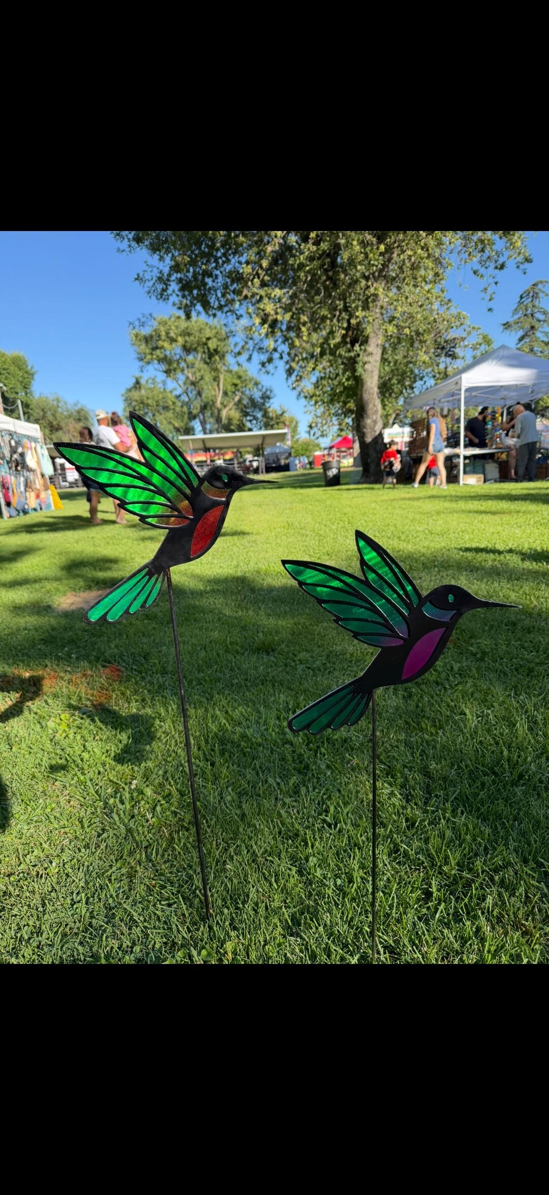 Handmade Metal Hummingbird Garden Stake – Colorful Yard Art - Etsy